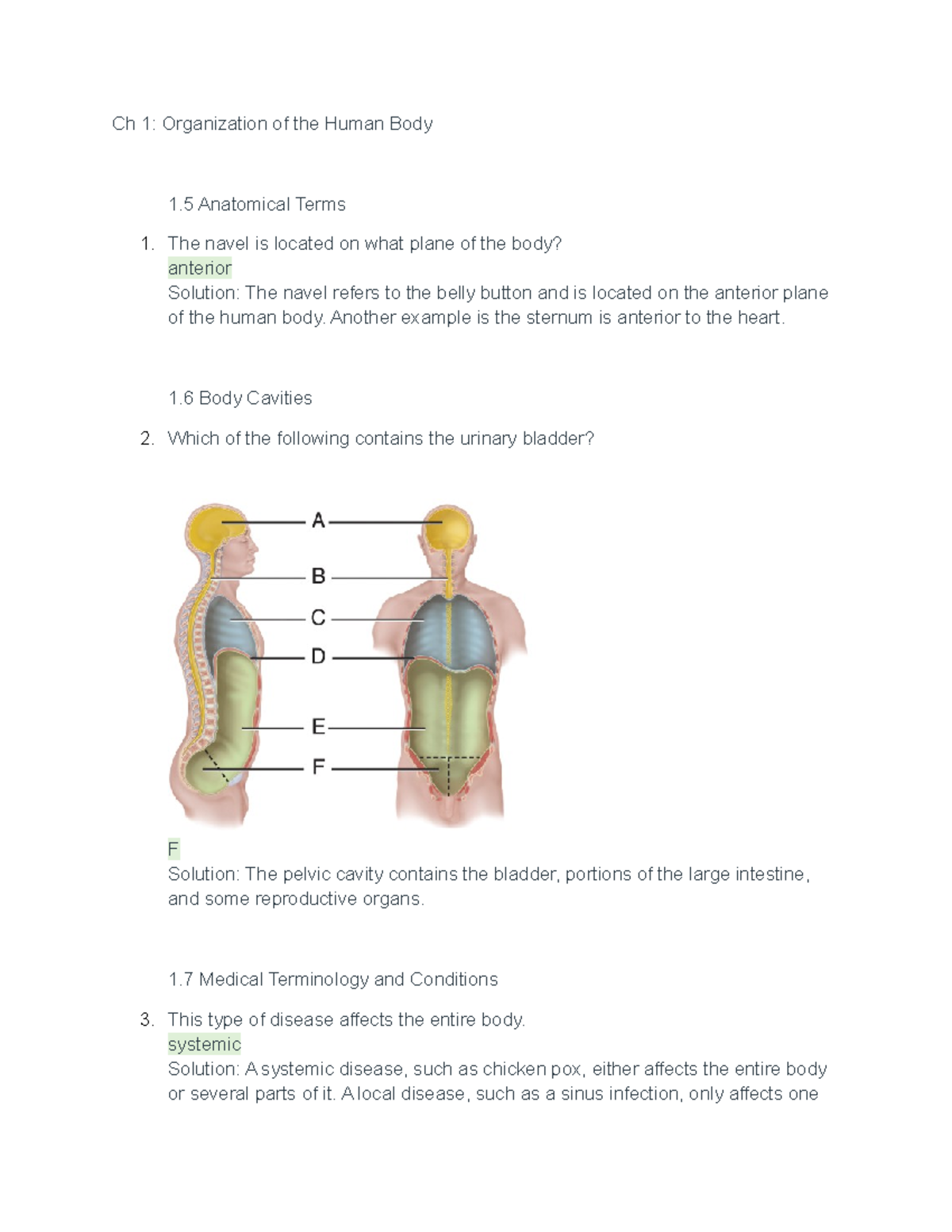 Ch 1 Practice Assignment - Ch 1: Organization of the Human Body 1 ...