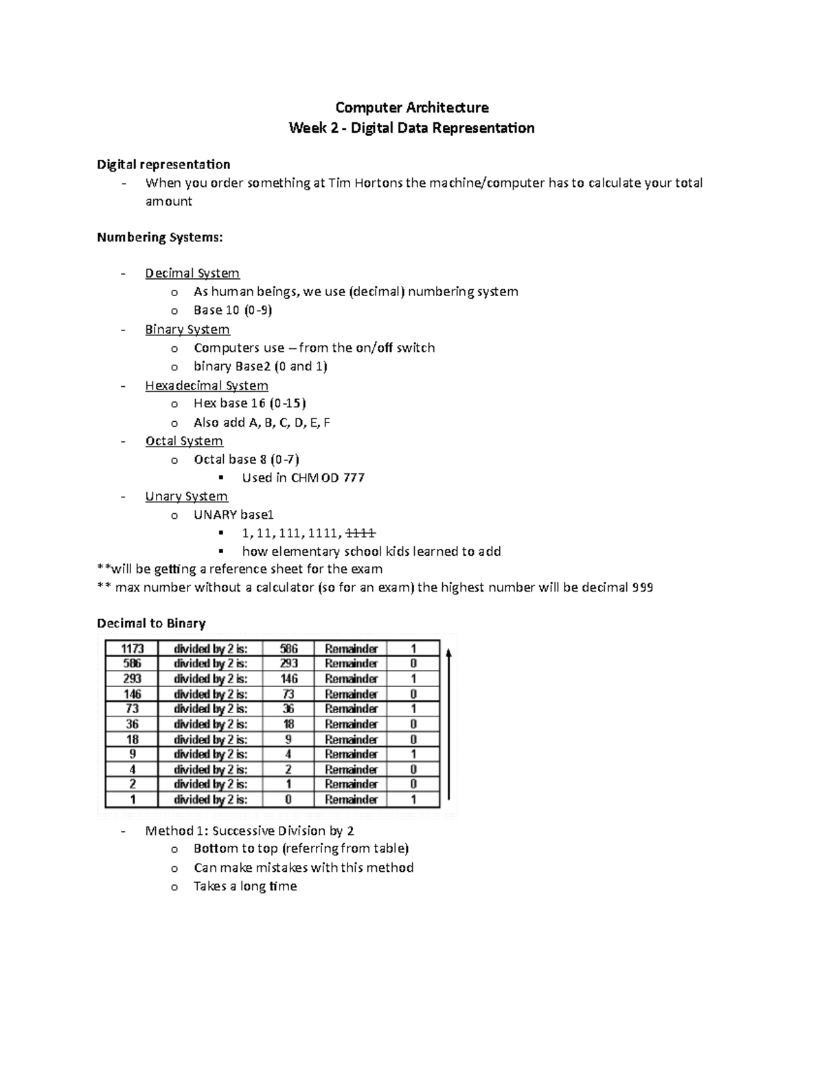 Week 2 - Digital Data Representation - Computer Architecture Week 2 