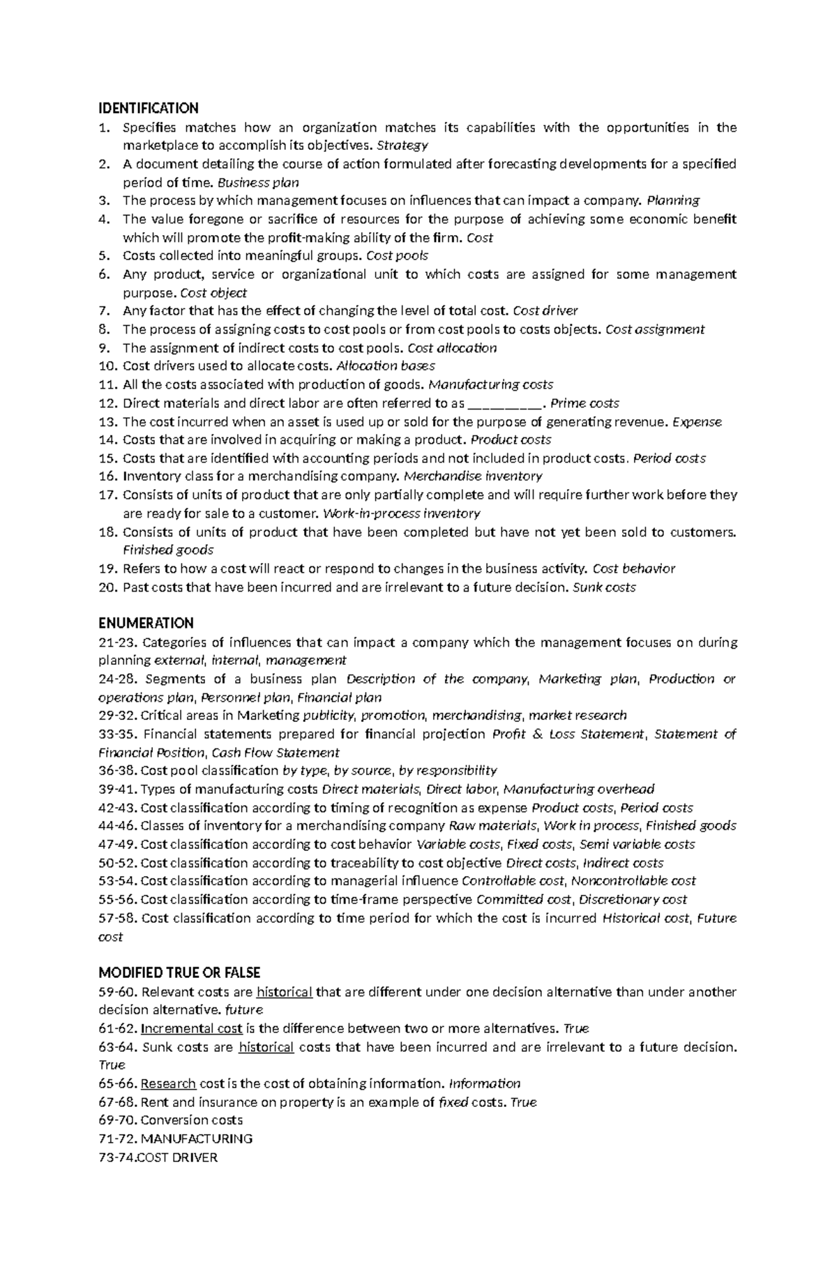 Exam FM - IDENTIFICATION Specifies matches how an organization matches ...