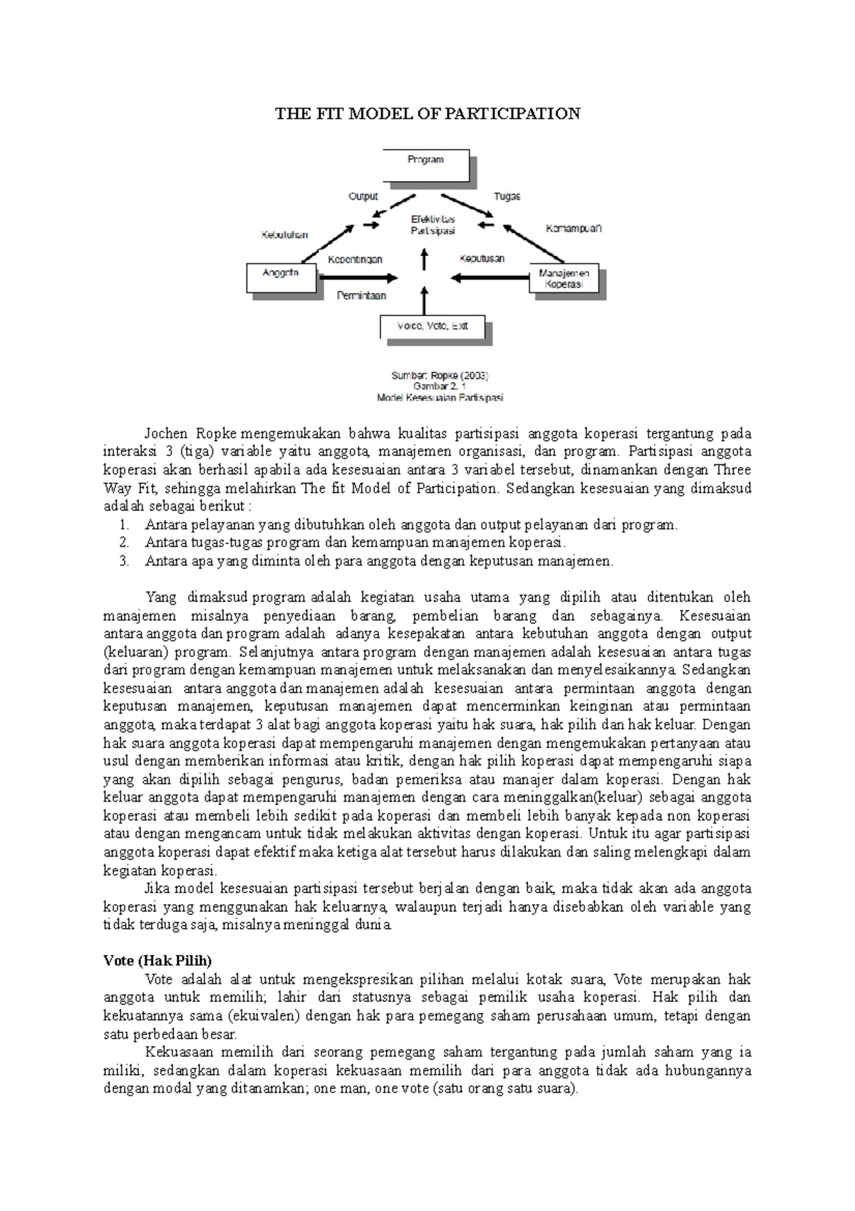 Manajamen Koperasi - The Fit Model of Participation - THE FIT MODEL OF ...