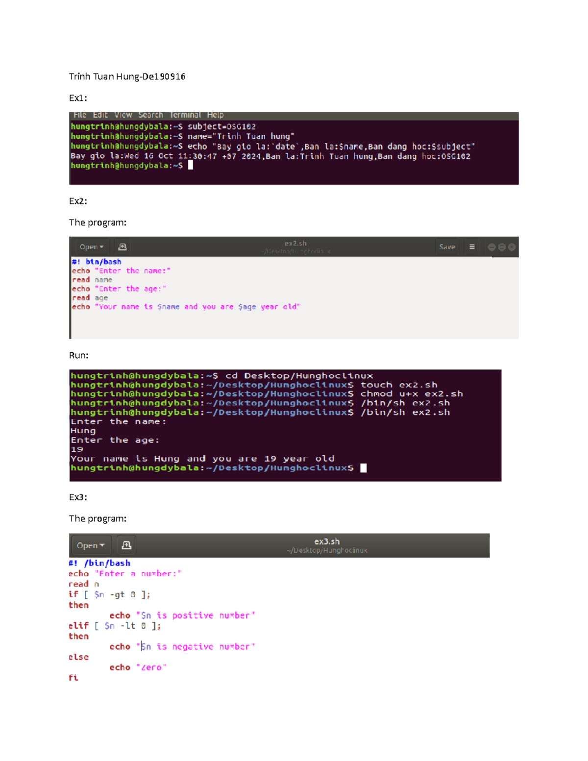 Trinh Tuan Hung DE 190916 - Software Engineering - Trinh Tuan Hung-De Ex1: Ex2: The program: Run ...