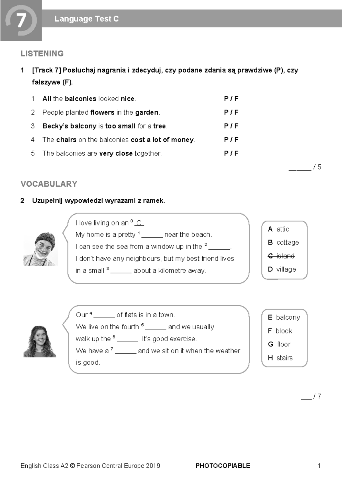 EC A2 Tests - Language Test 7C - LISTENING 1 [Track 7] Posłuchaj ...