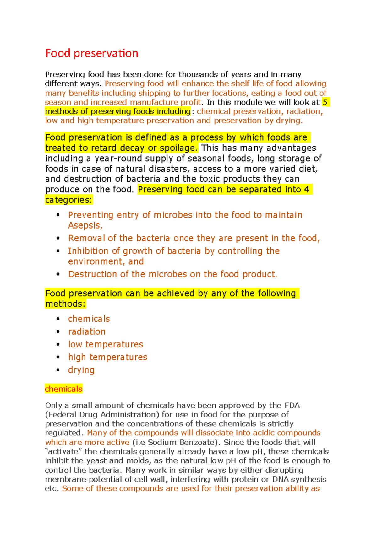 Food preservation - lecture note - Food preservation Preserving food ...