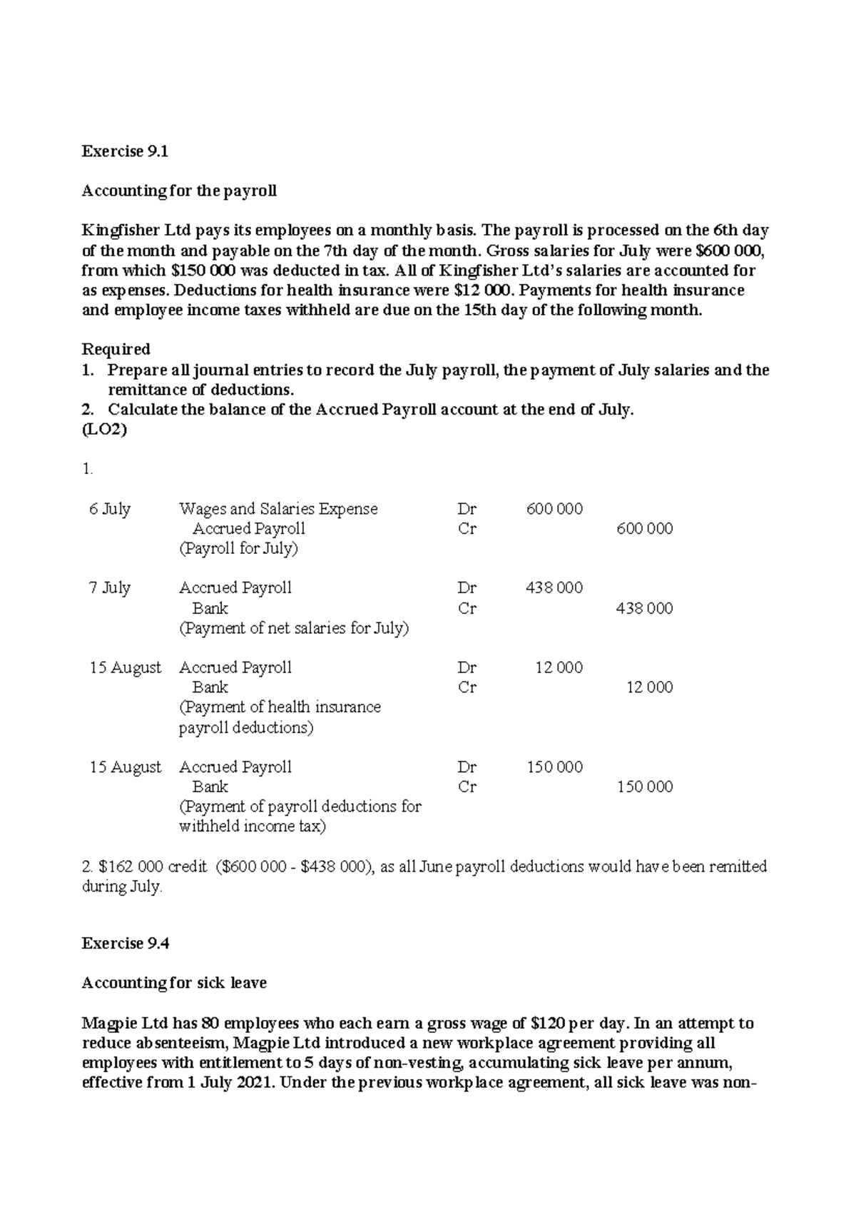 Employee benefits tutorial solutions - ACCT2522 - UNSW Sydney - Studocu