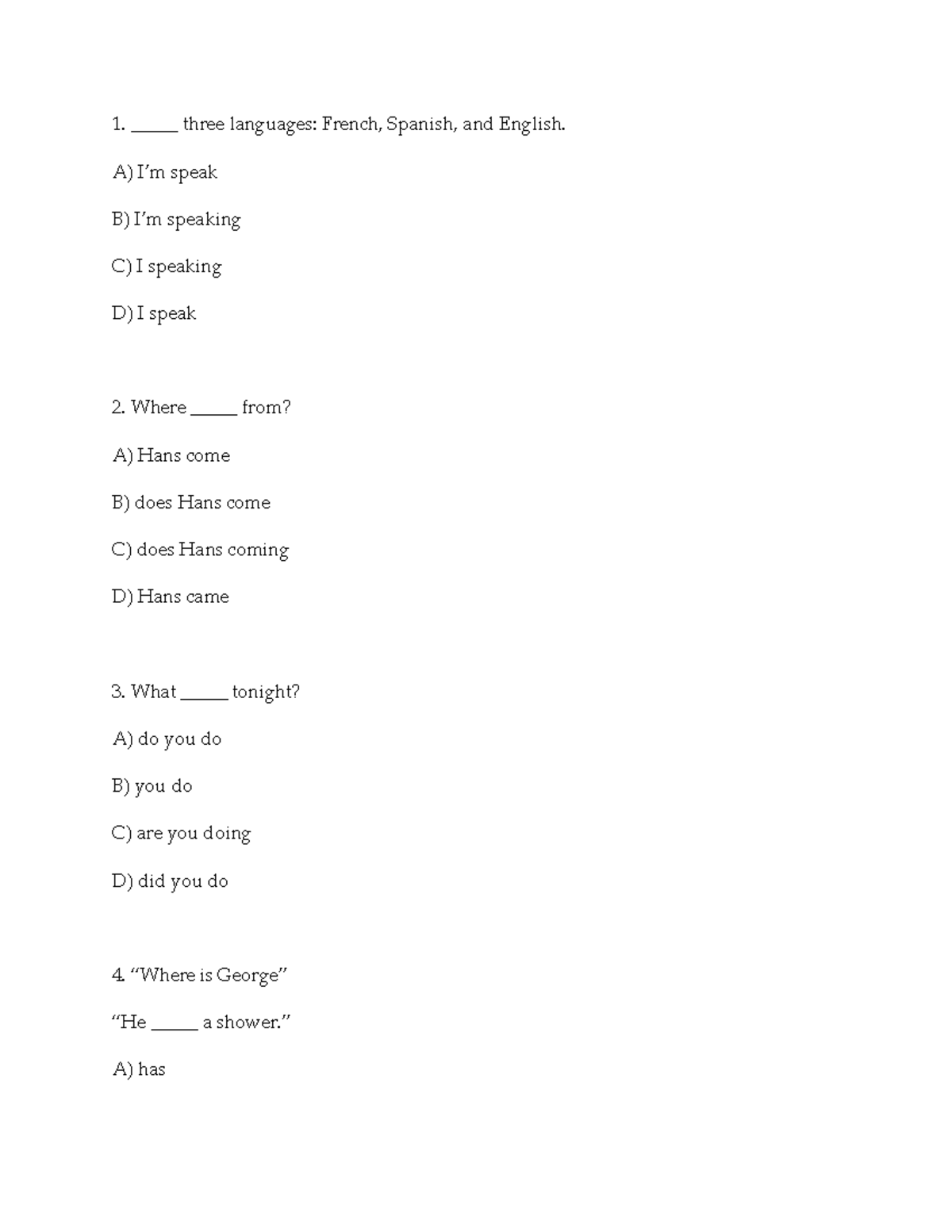 GT 48 - Grammar Test: GBA EPT Reviewer 48 - _____ three languages ...