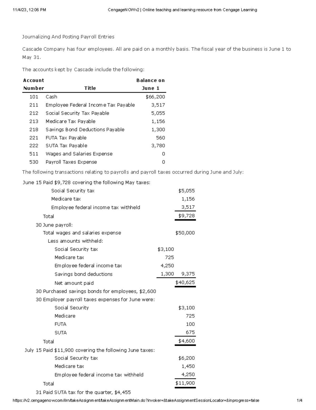 Chapter 9 Homework 3 - Journalizing And Posting Payroll Entries Cascade ...