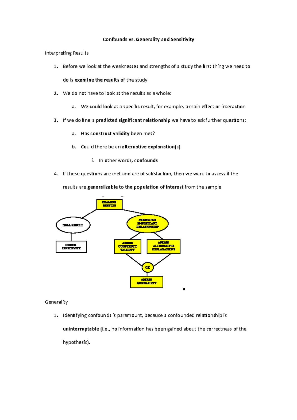 Lecture #8 Confounds vs. Generality and Sensitivity - Confounds vs ...