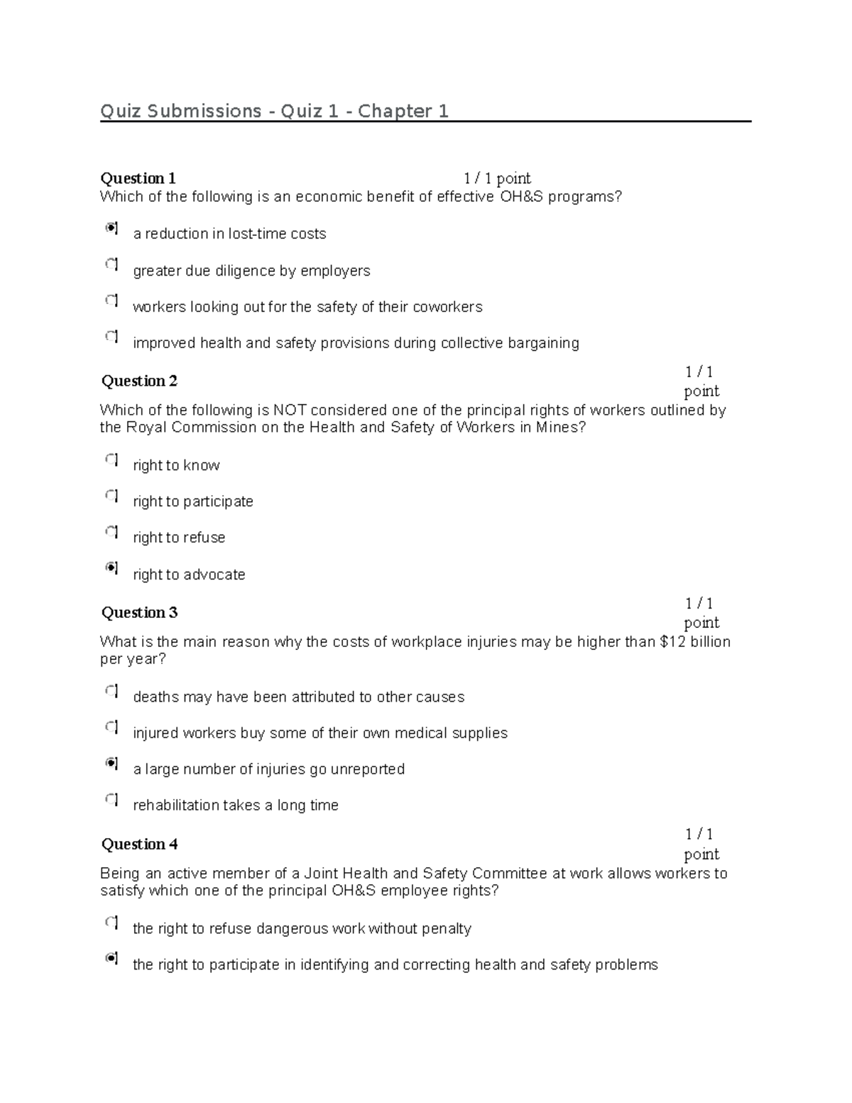 Quiz 1 27 May 2019, questions and answers - Quiz Submissions Quiz 1 ...