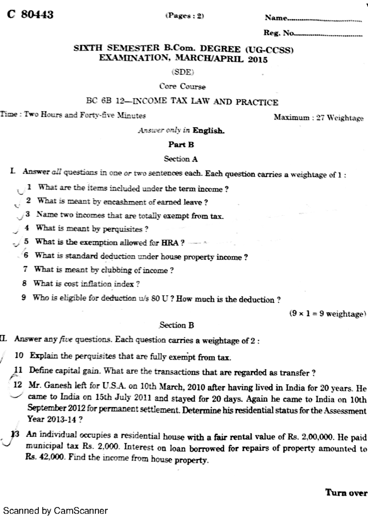 Income TAX April 2015 - B.COM - Scanned by CamScanner Scanned by ...