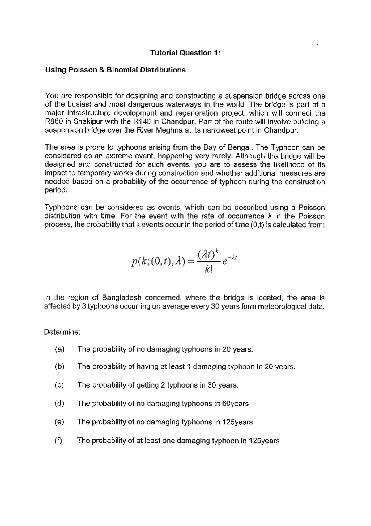 Tutorial Question 1 Poisson And Binomial Distribution Tutorial