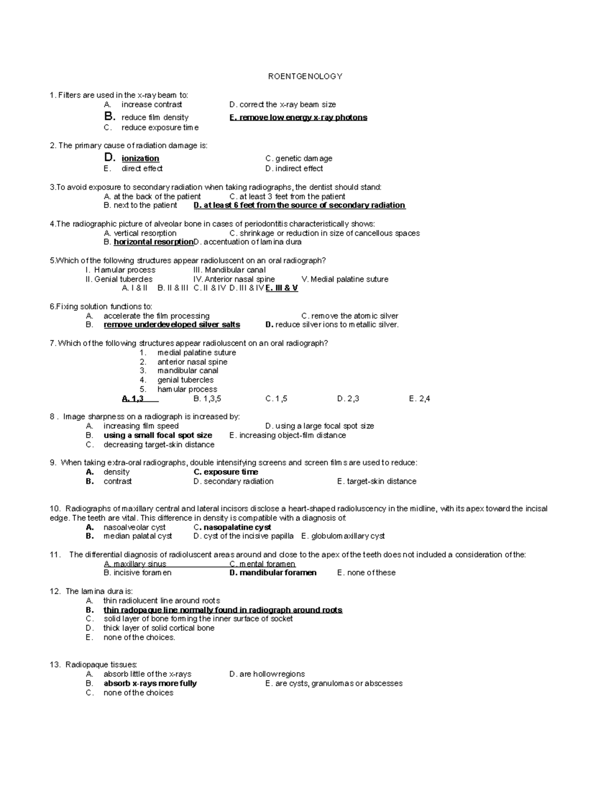 Exam 16 November 2017, questions and answers - ROENTGENOLOGY 1. Filters ...