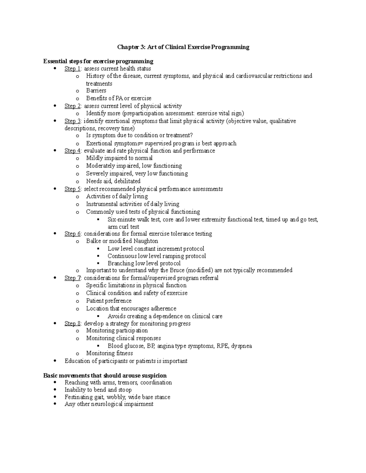Chapter 3 - Dr. Cantrell in class - Chapter 3: Art of Clinical Exercise Programming Essential ...