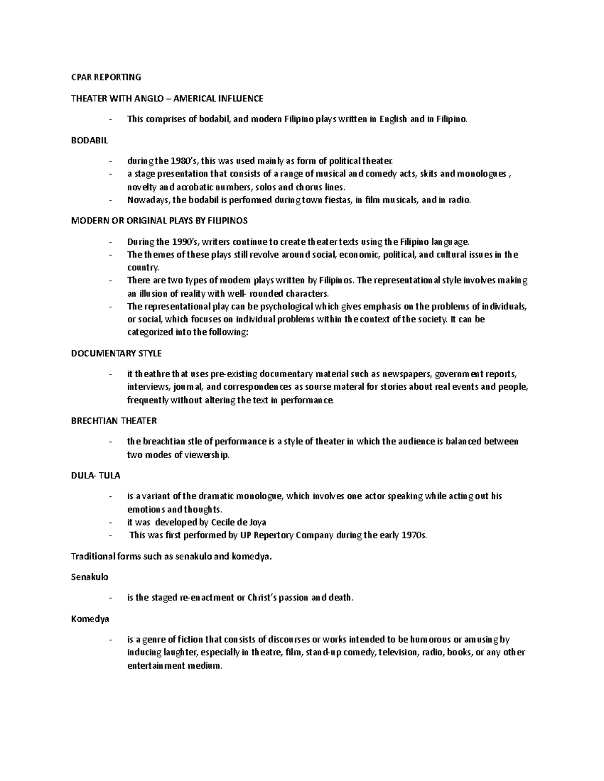 Cpar - this is some notes that you can use in cpar - CPAR REPORTING ...