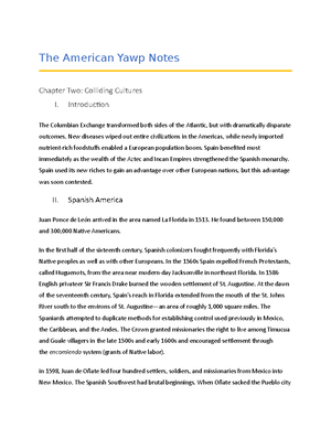 American Yawp Cha. 1 Notes - 1 - The American Yawp Notes Chapter One ...