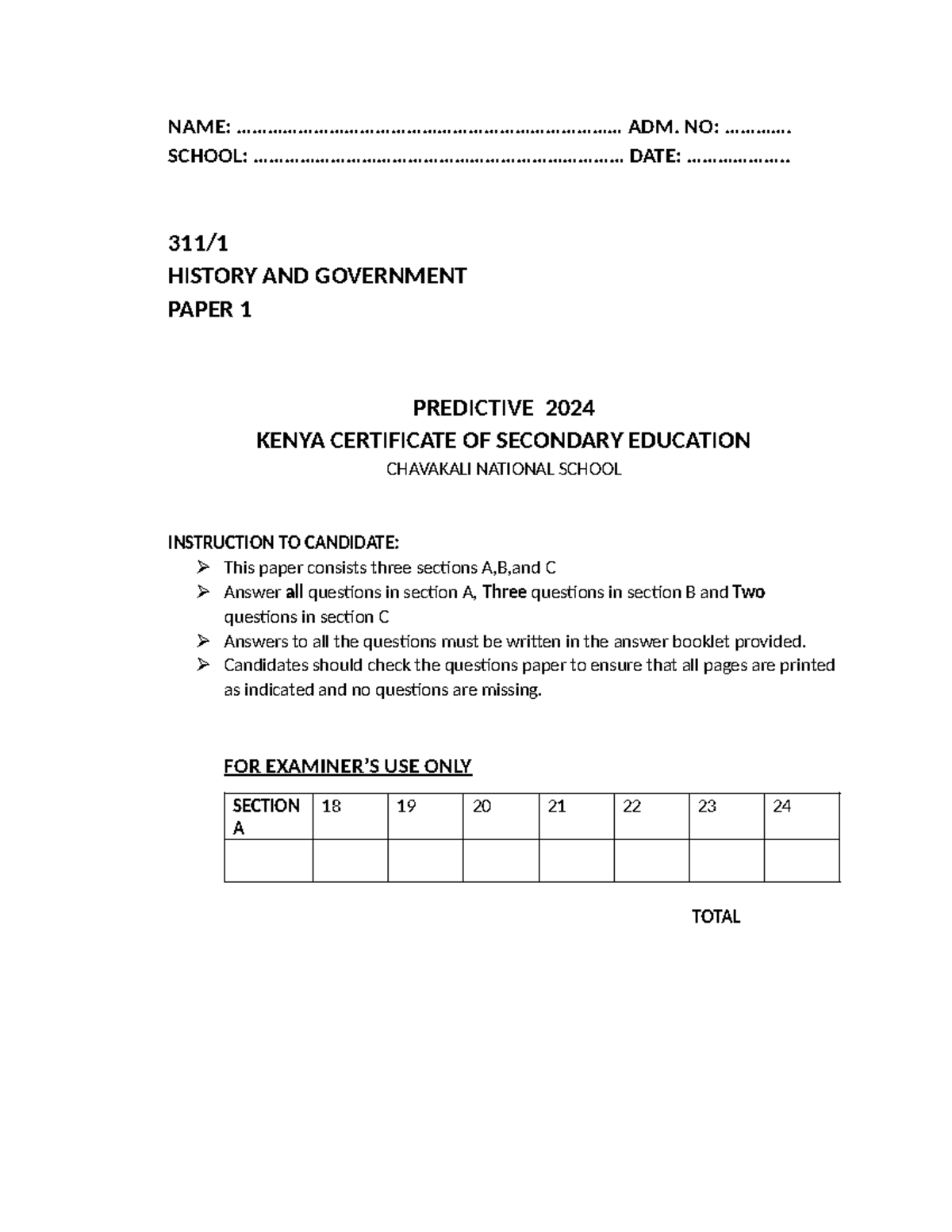 Muchelule - Education for youth put of school - NAME: - Studocu