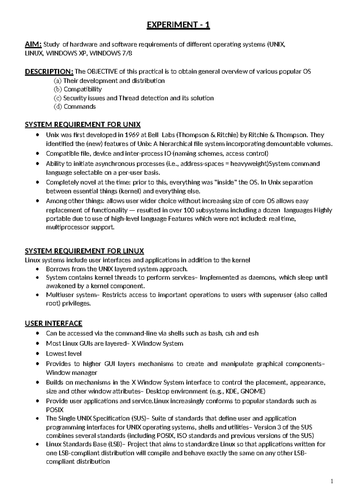 OS file - OperatingSystems - EXPERIMENT - 1 AIM: Study of hardware and ...