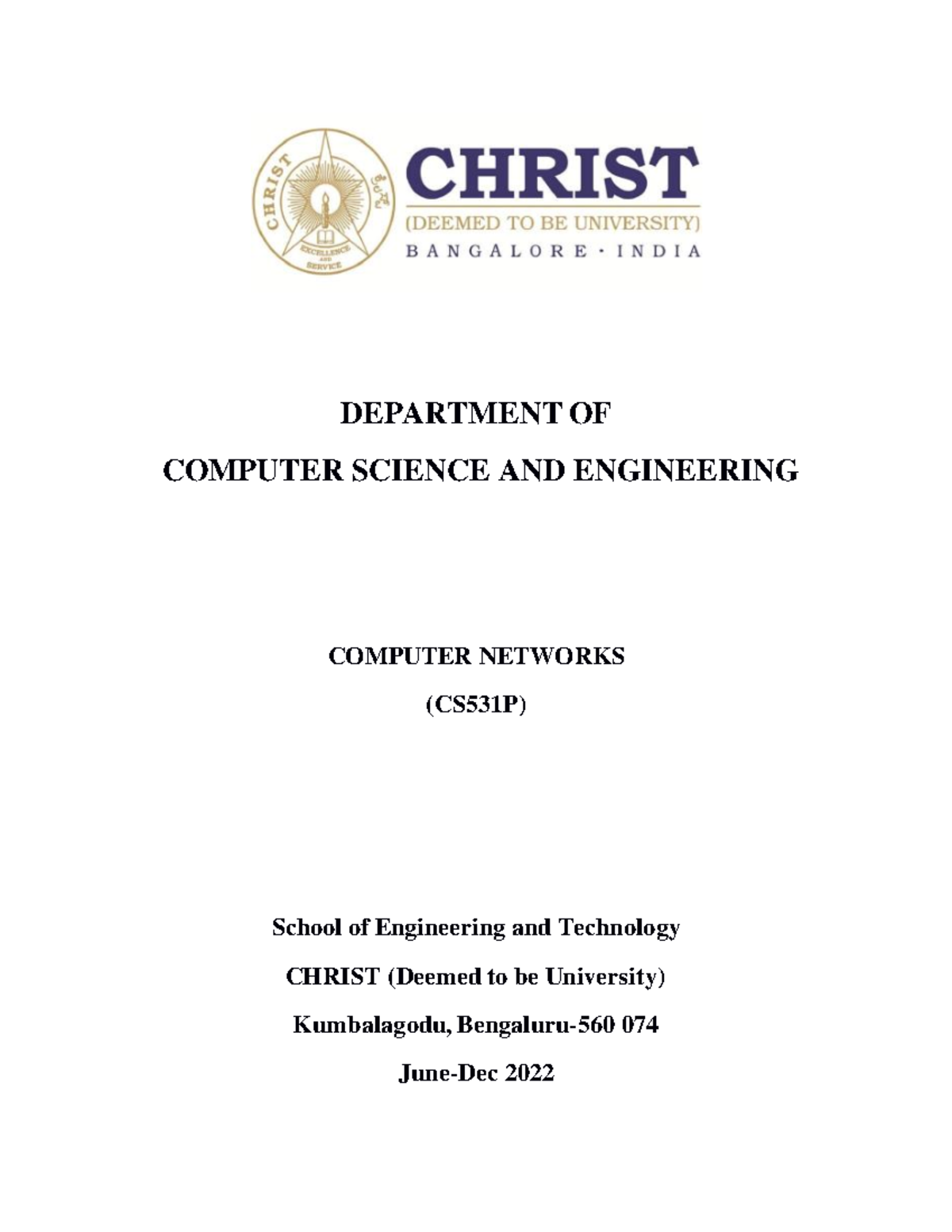 Networks Format - good - DEPARTMENT OF COMPUTER SCIENCE AND ENGINEERING COMPUTER NETWORKS ...