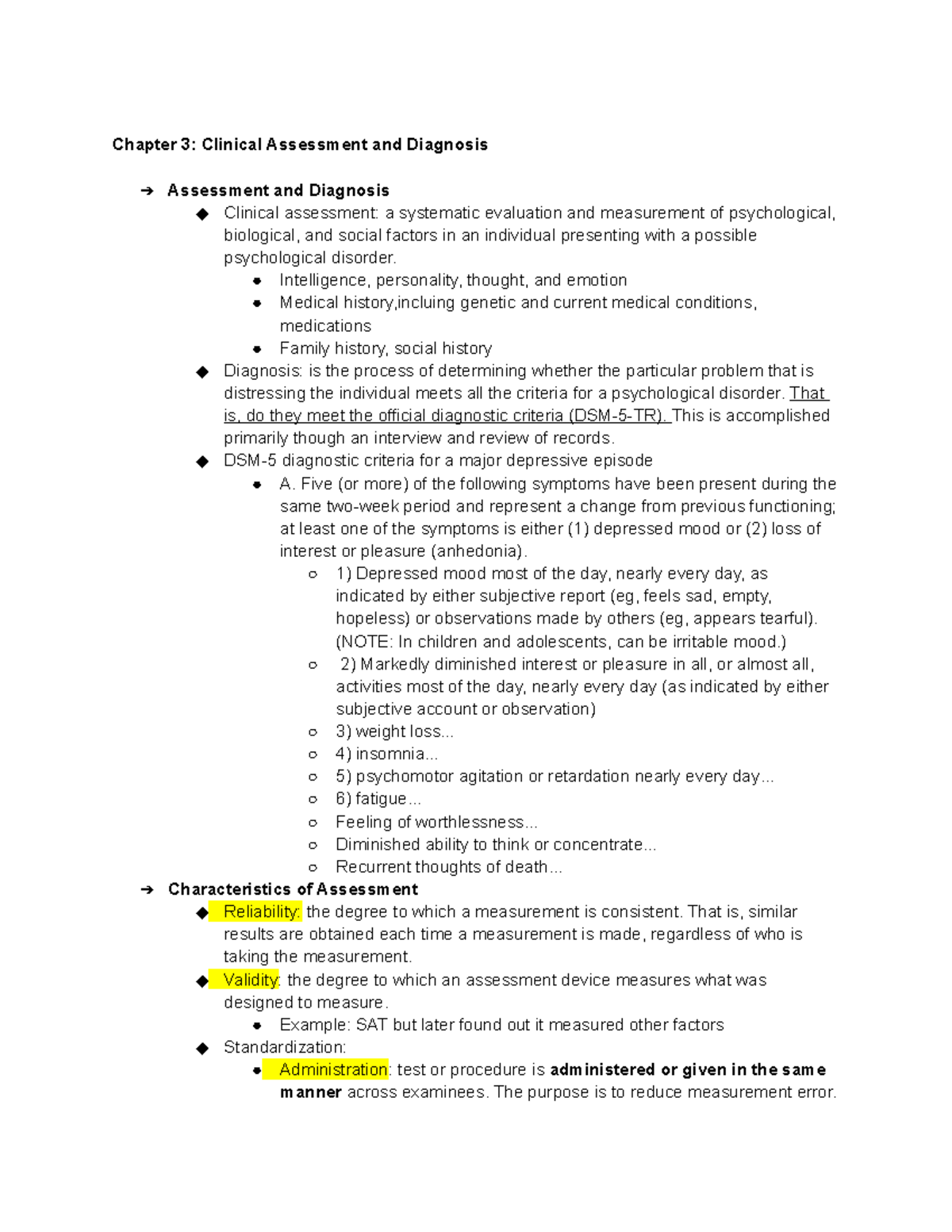 Chapter 3 Clinical Assessment and Diagnosis - Chapter 3: Clinical ...