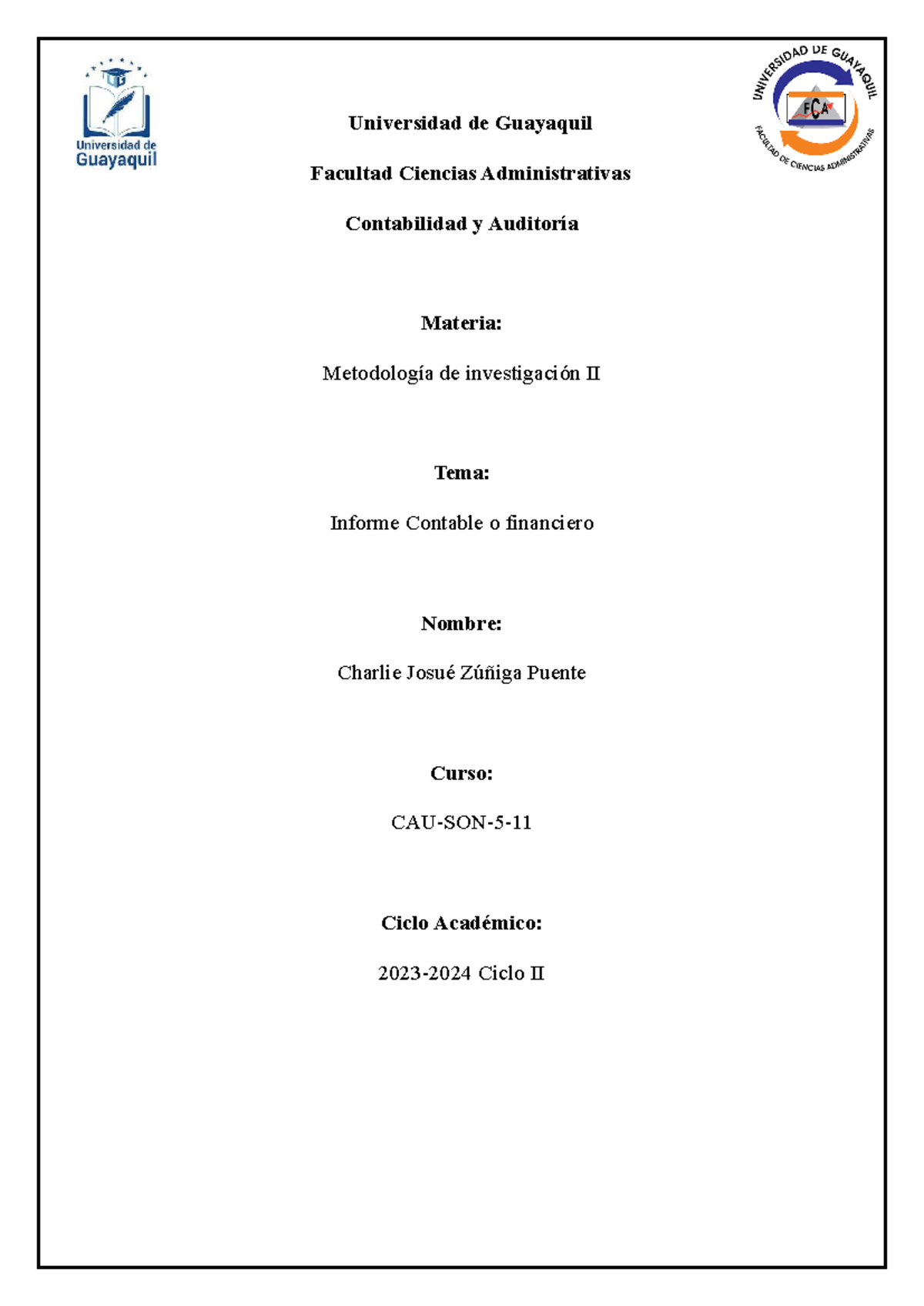 Informe contable - fdfdfdfdf - Universidad de Guayaquil Facultad ...