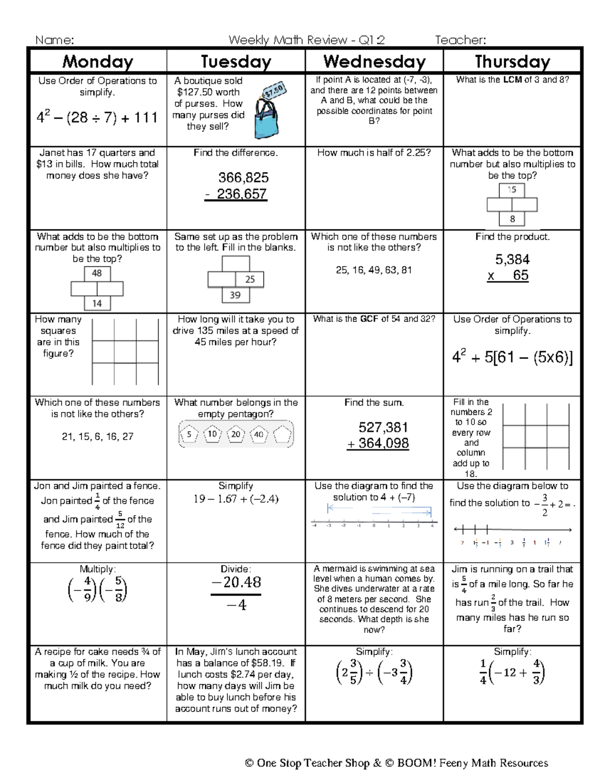 2 Math Review Q1 (Multiply Divide Rational Numbers) - ####### If the ...