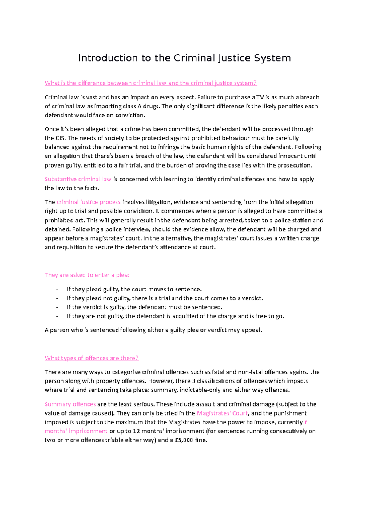 Introduction to Crime - Introduction to the Criminal Justice System ...