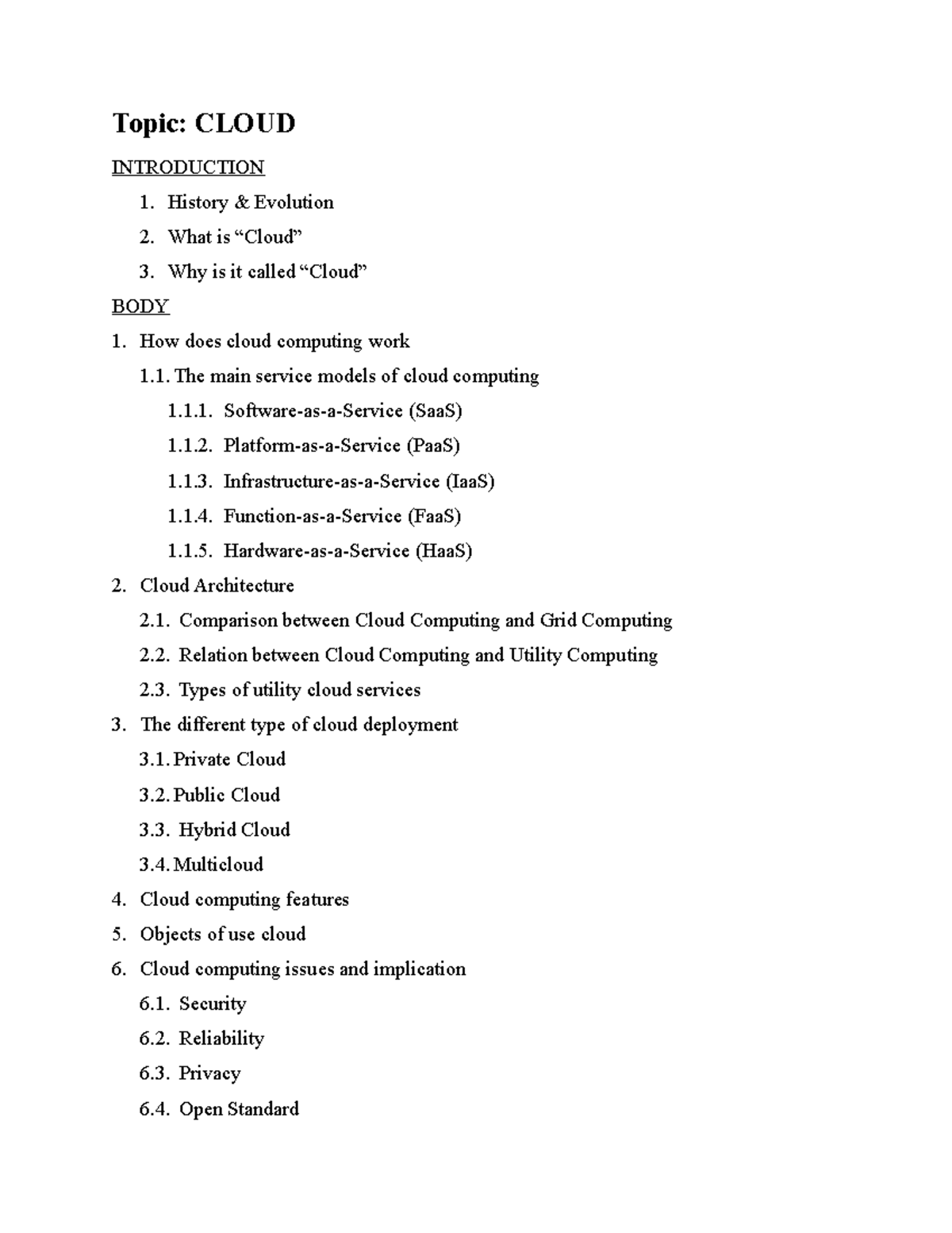 Group-assignment - Topic: CLOUD INTRODUCTION History & Evolution What ...