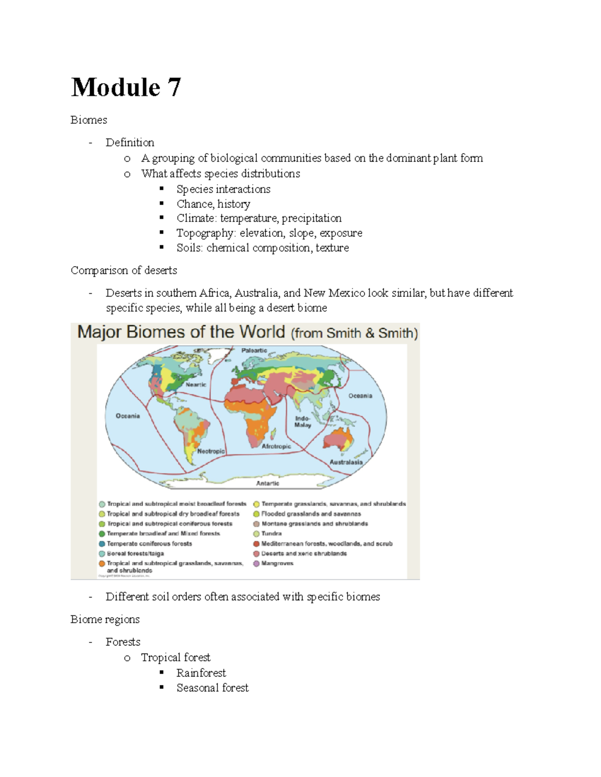 Soil Science Module 7 notes - Module 7 Biomes Definition o A grouping ...