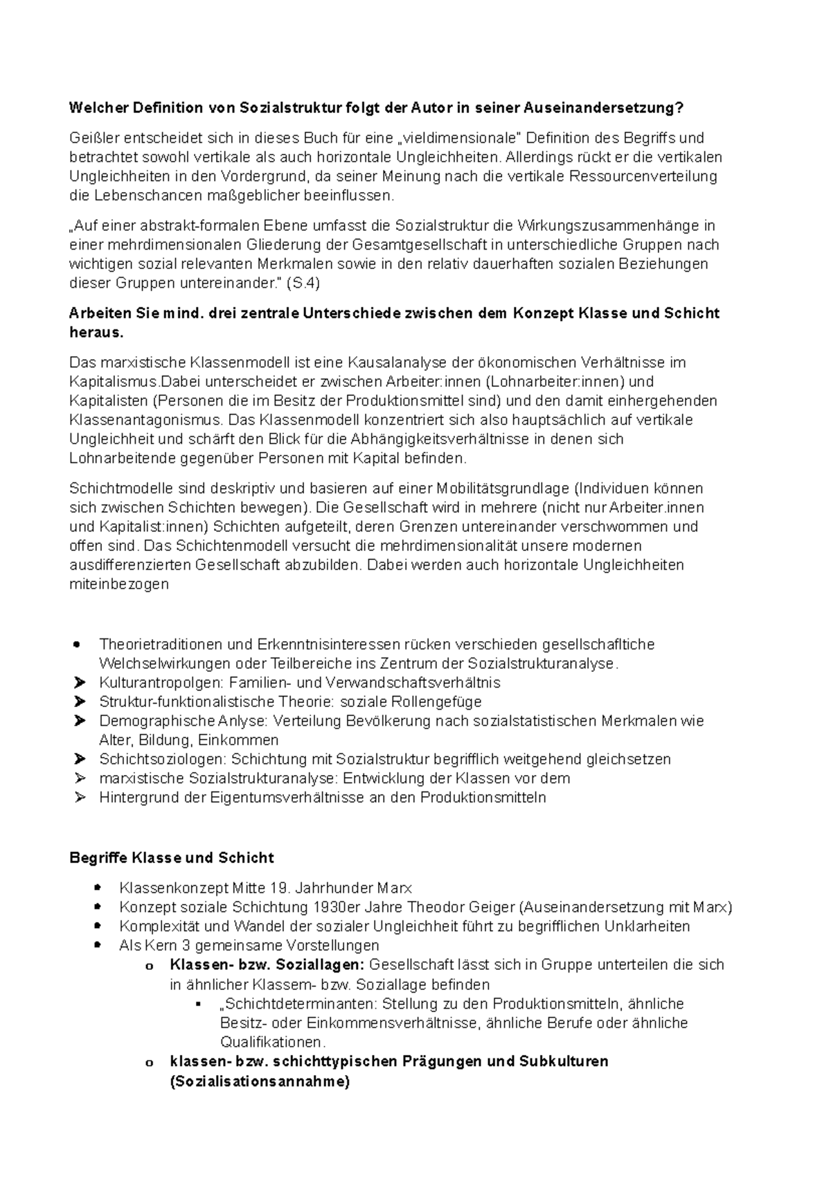 Welcher Definition von Sozialstruktur folgt der Autor in seiner ...