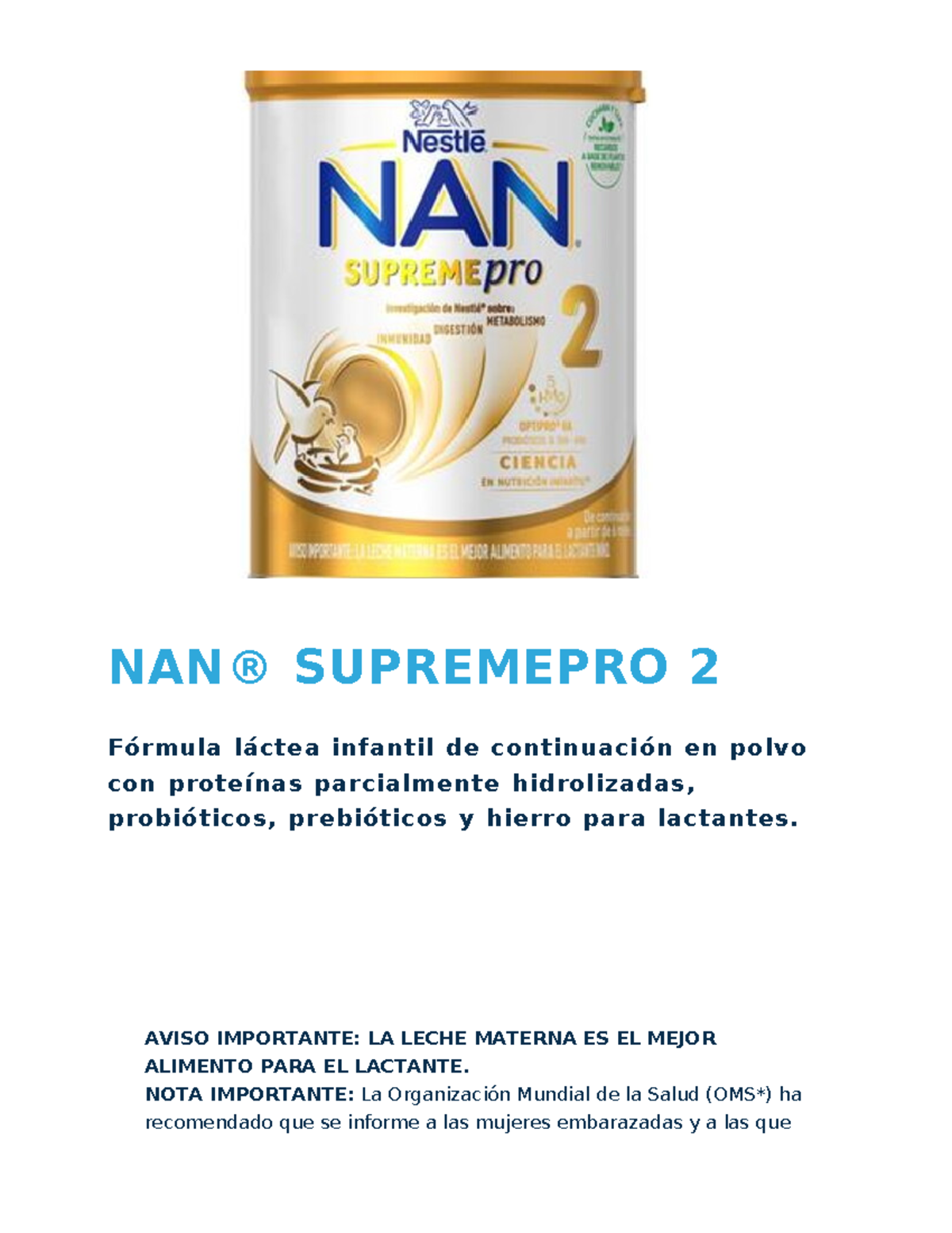 NANR Supremepro 2 - NAN® SUPREMEPRO 2 Fórmula láctea infantil de ...