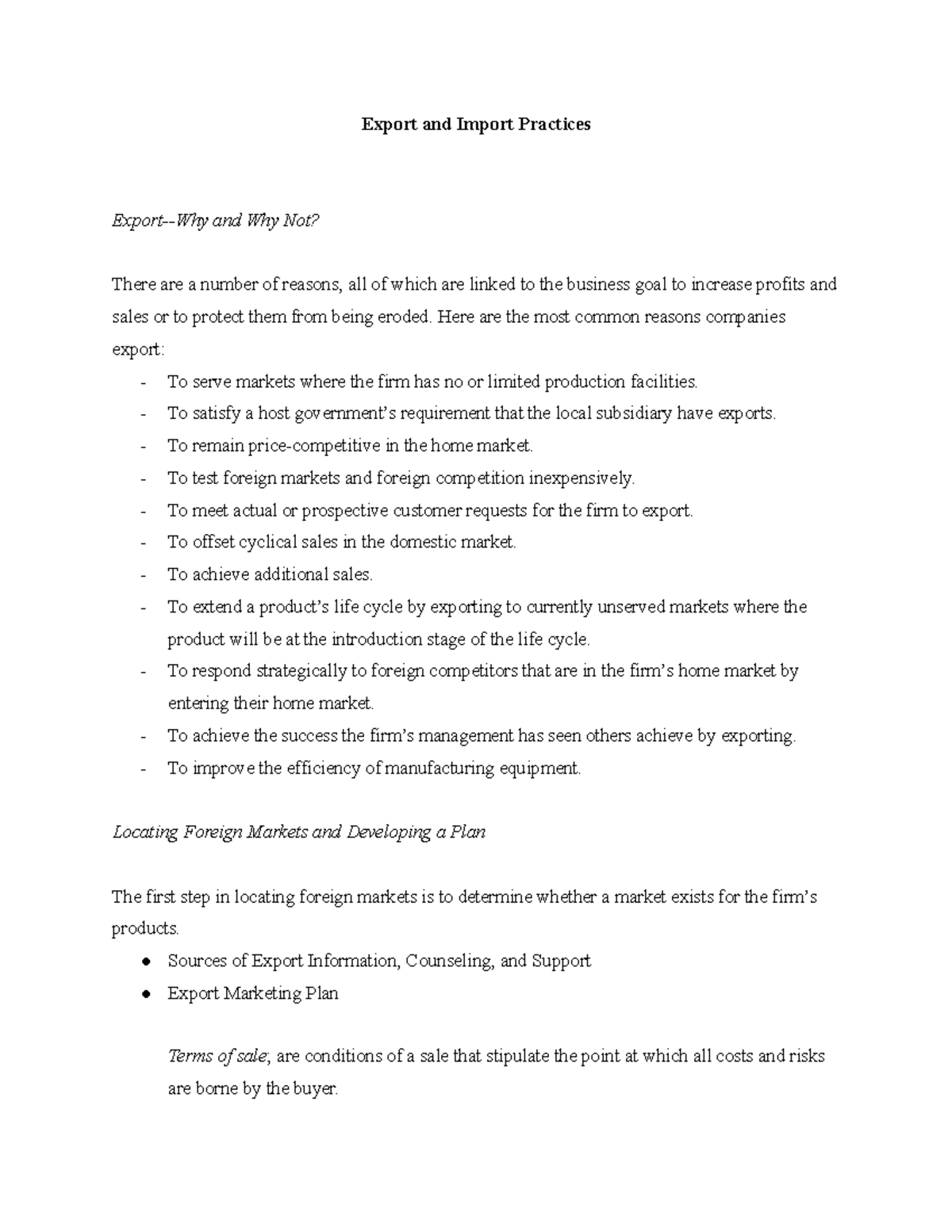 Export and Import Practices - Here are the most common reasons ...