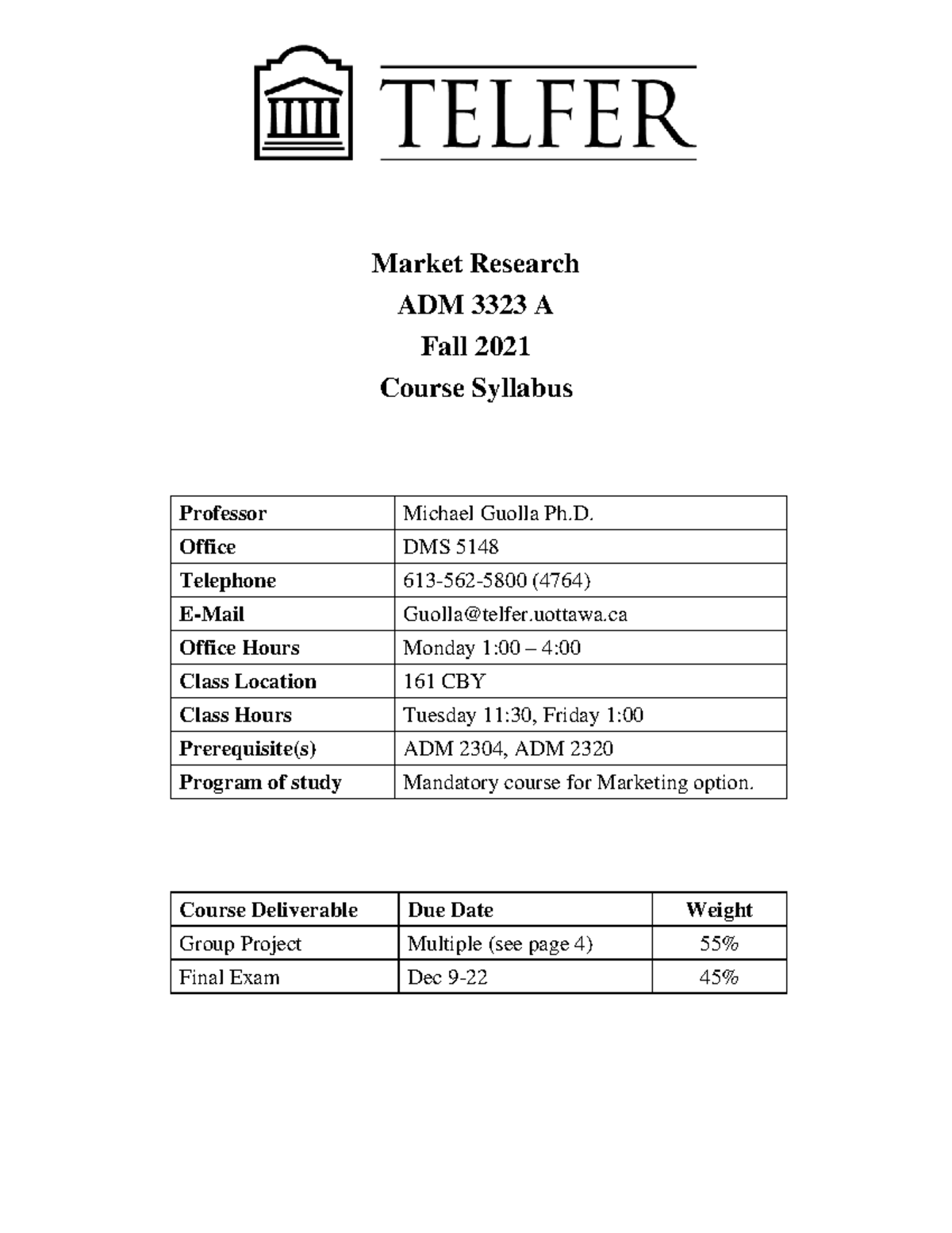 Adm 3323 A Syllabus Fall 2021 Market Research Adm 3323 A Fall 2021 Course Syllabus Professor