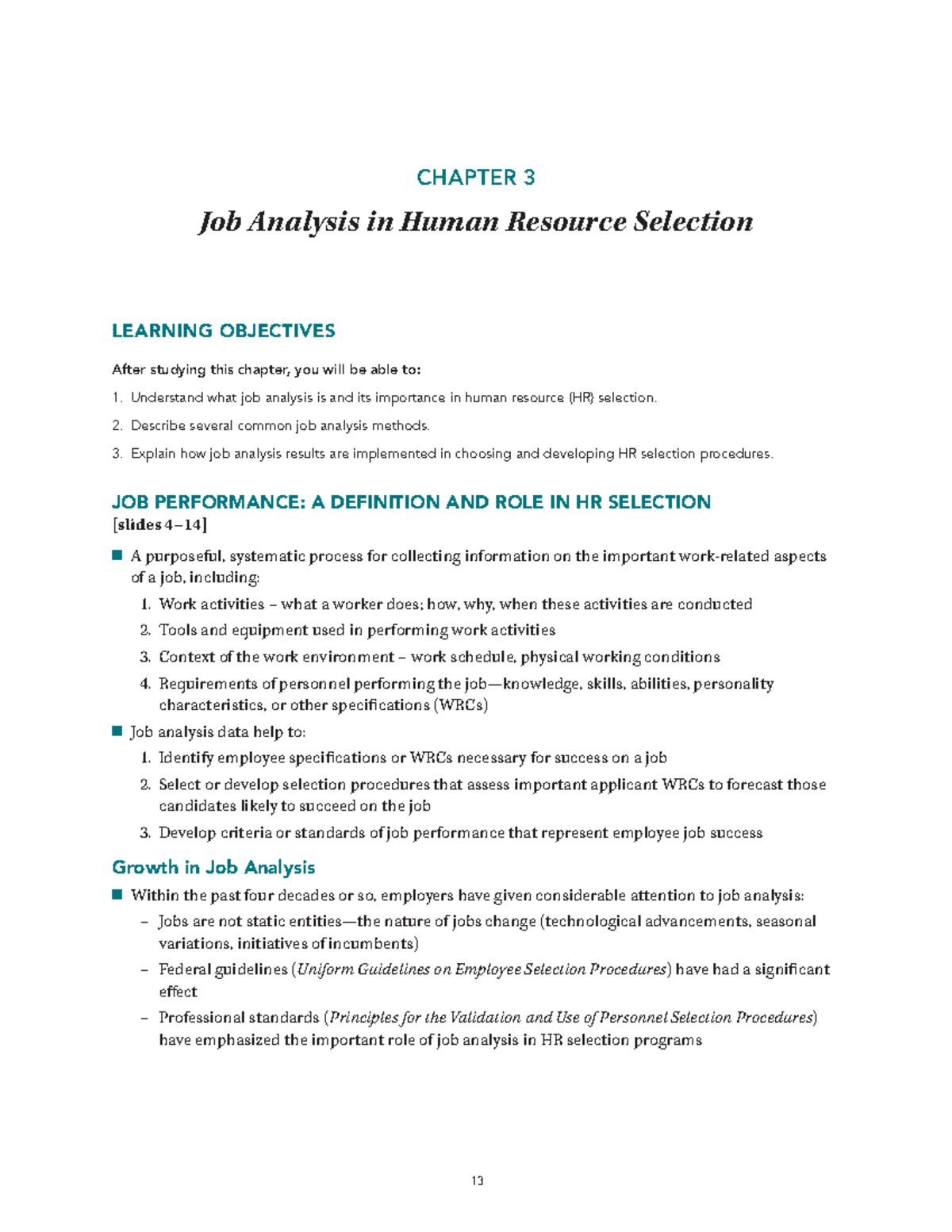 HRS 9e Instructors Manual 13 20 - CHAPTER 3 Job Analysis in Human ...