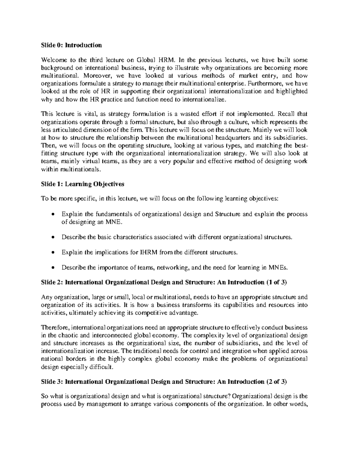 Lecture 3 Chapter 3 Global HRM Transcript Detailed Rutgers University - Slide 0: Introduction ...