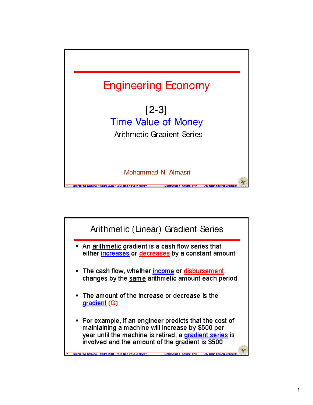 2 3 Time Value of Money Arithmetic Gradient Series - ١ ١ Engineering ...