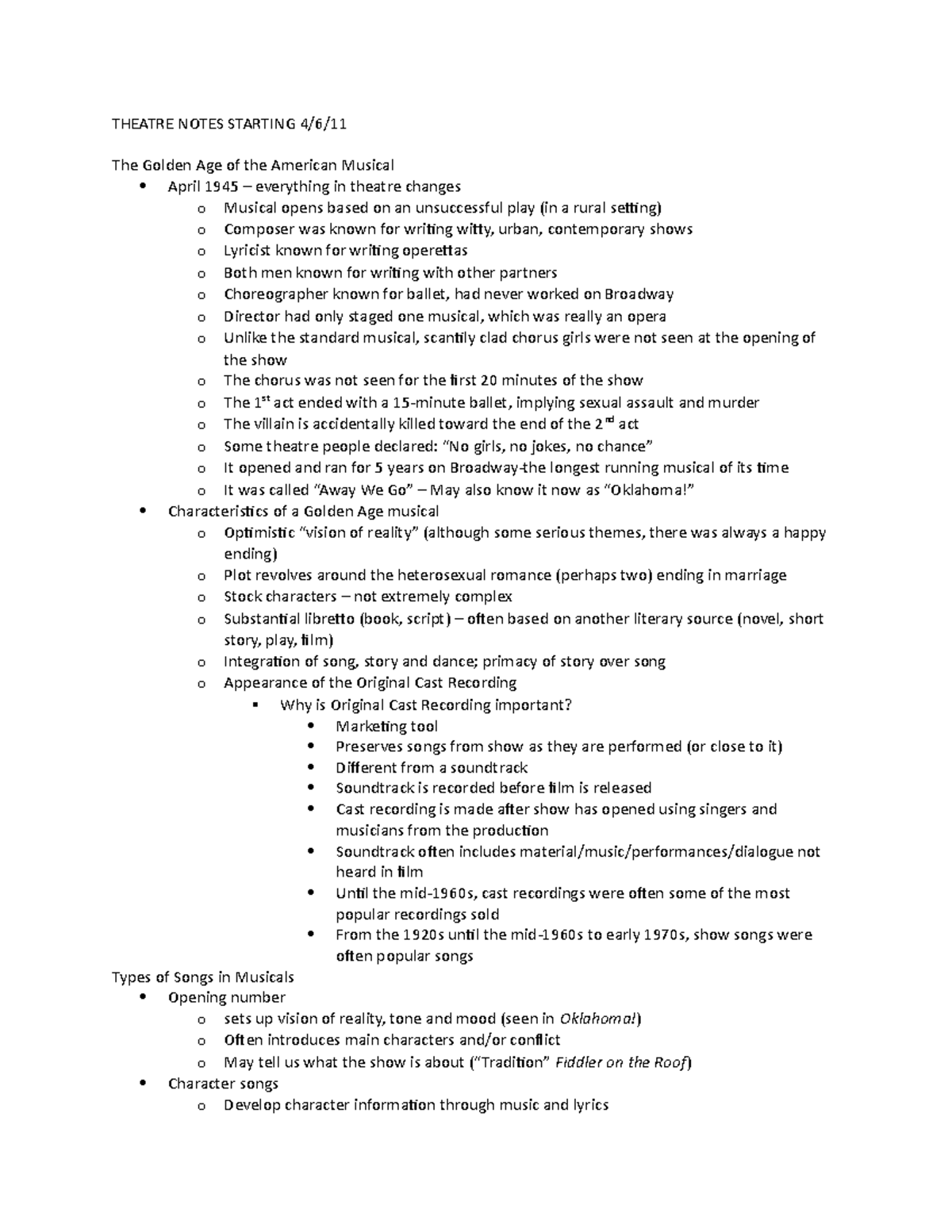 Theatre Notes 4 - THEATRE NOTES STARTING The Golden Age of the American ...