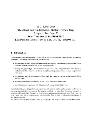 Archlab - Architecture lab handout - CS 349, Summer 2015 Optimizing the Performance of a ...