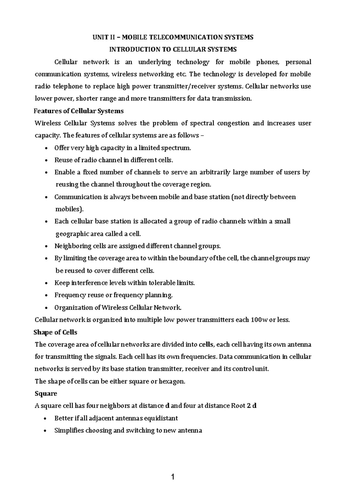 Unit Ii Notes Updated Pagenumber Unit Ii Mobile Telecommunication Systems Introduction To 