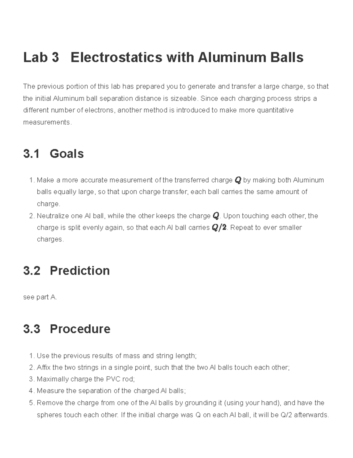 Lab 3 Electrostatics With Aluminum Balls Phys 152 Laboratory Manual 2022 Lab 3 Electrostatics 