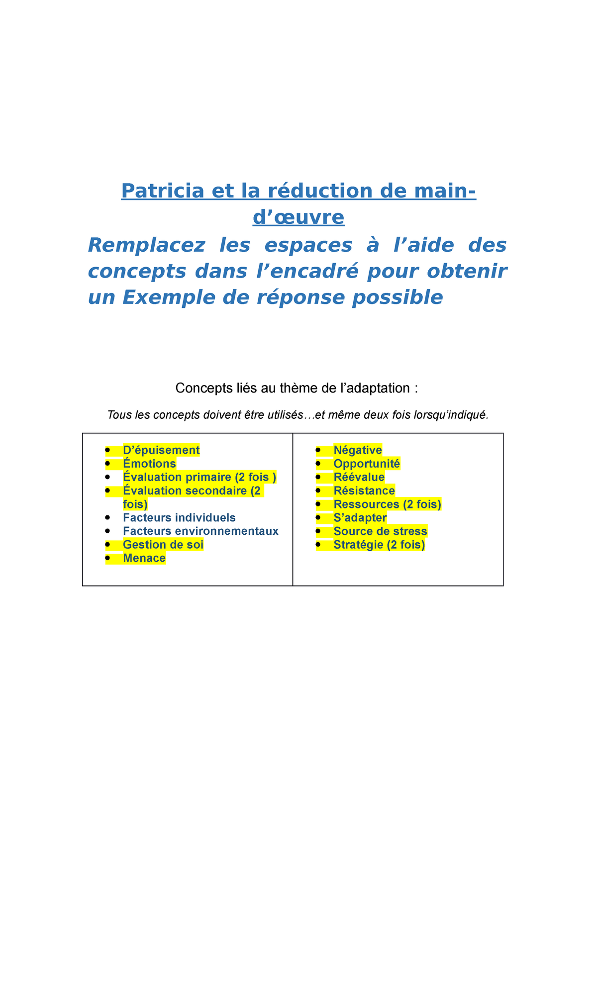 E-22 Patricia-dictée trouée - Patricia et la réduction de main- d’œuvre ...