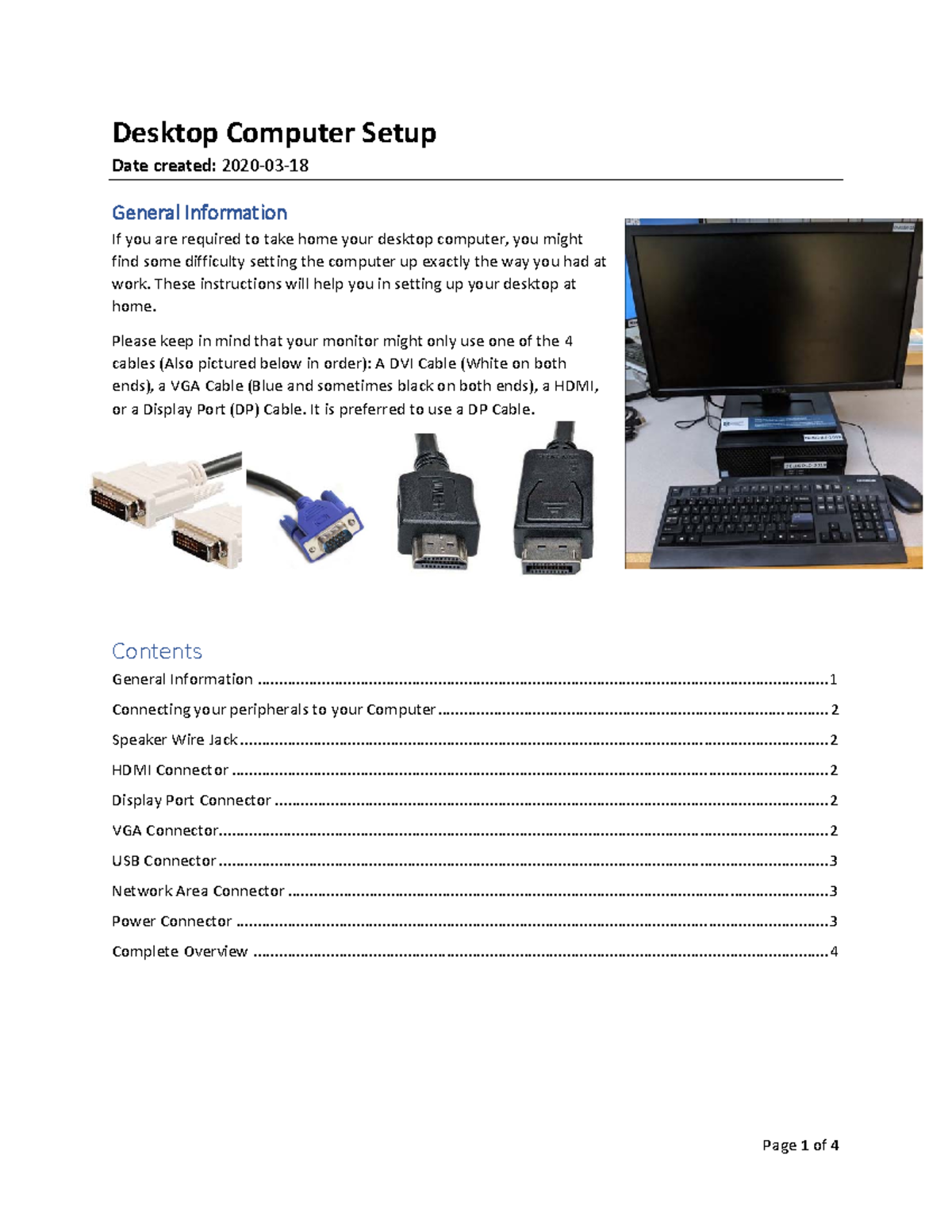 Desktop publication setup - Desktop Computer Setup Date created: 2020 ...