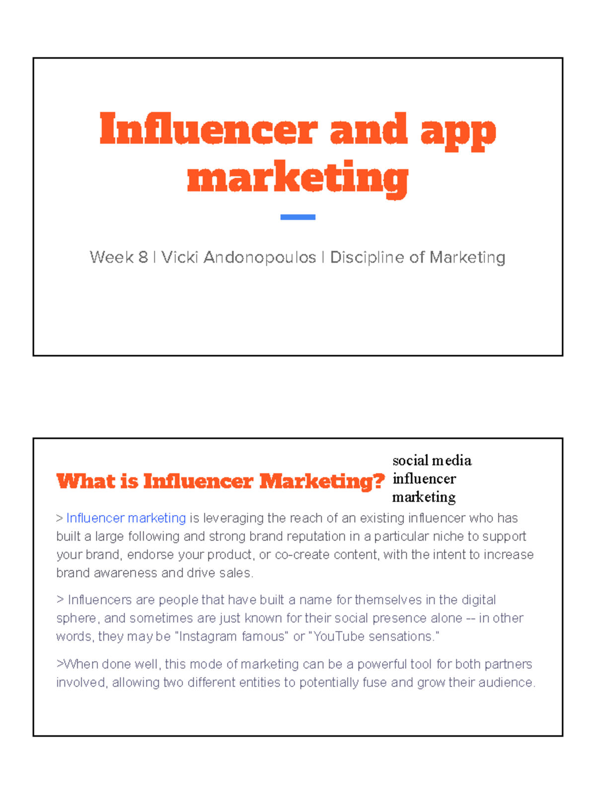 Influencer and Apps - Lecture notes 6 - Influencer and app marketing ...