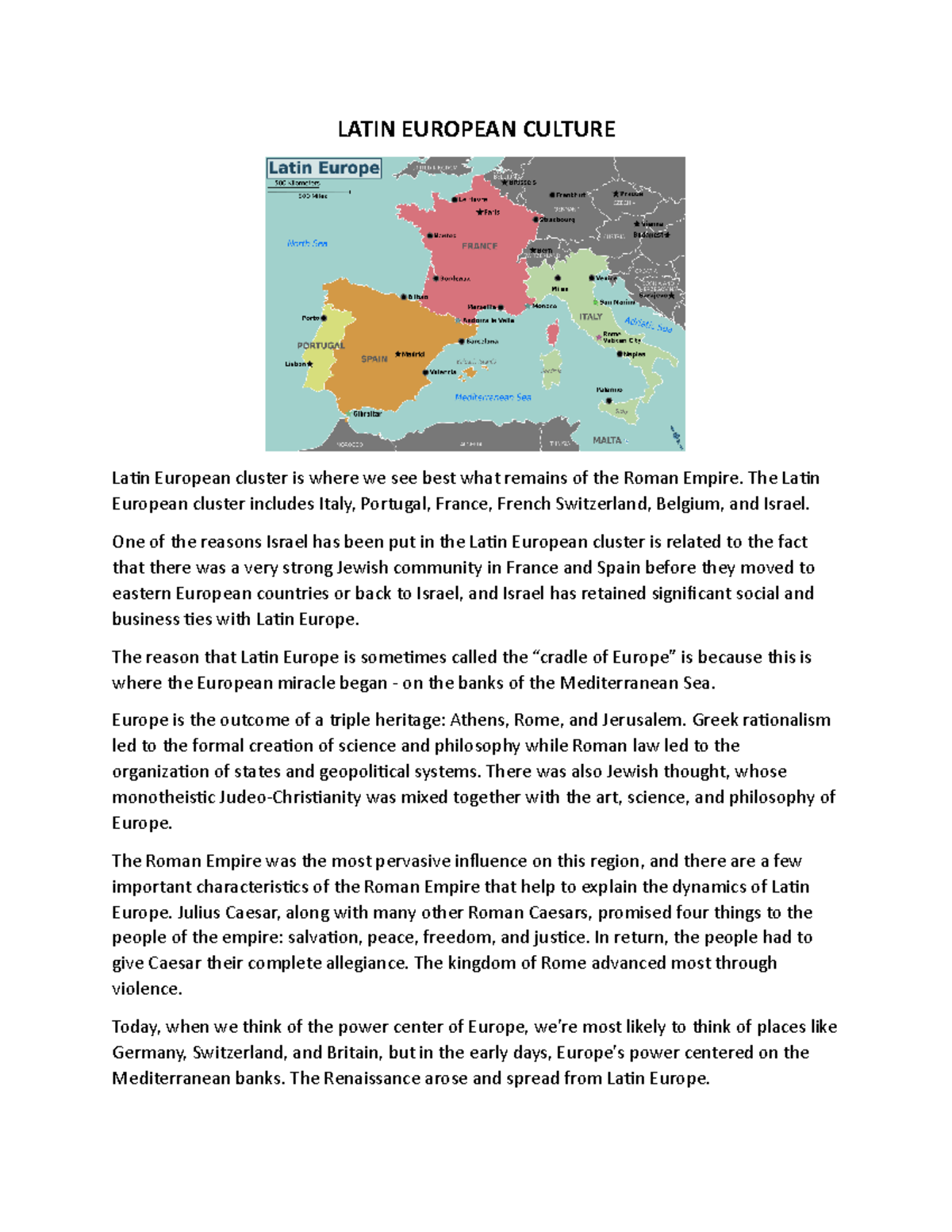 Latin European Culture - LATIN EUROPEAN CULTURE Latin European cluster ...