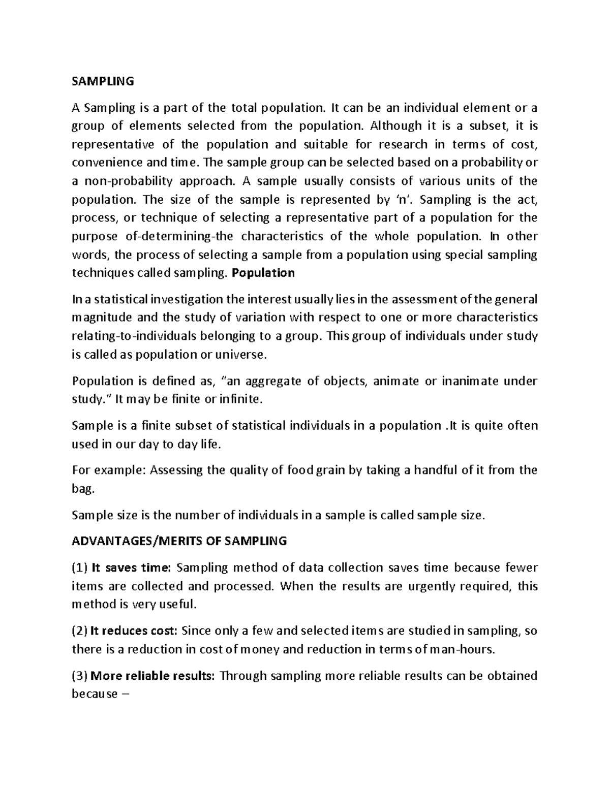 Sampling and its types - SAMPLING A Sampling is a part of the total ...