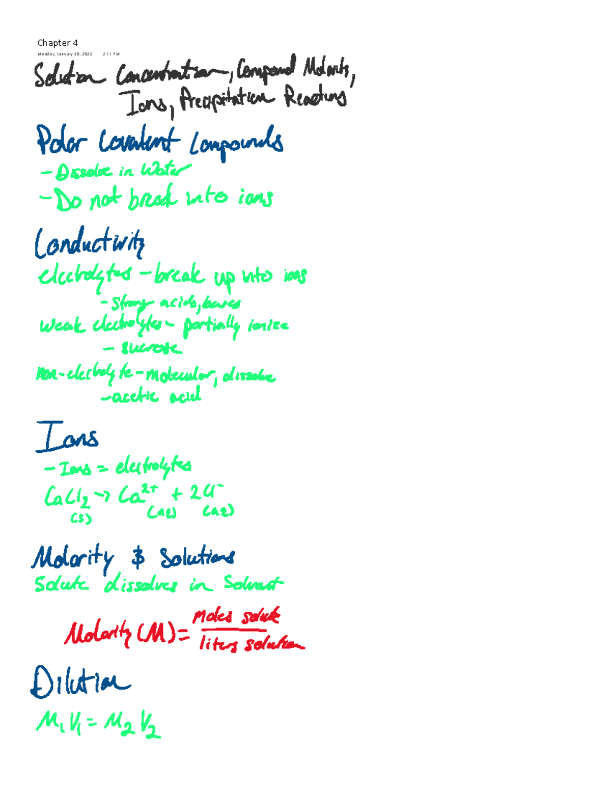 Week Four of Chem - CHEM 122 - Chapter 4 Monday, January 30, 2023 2:11 ...