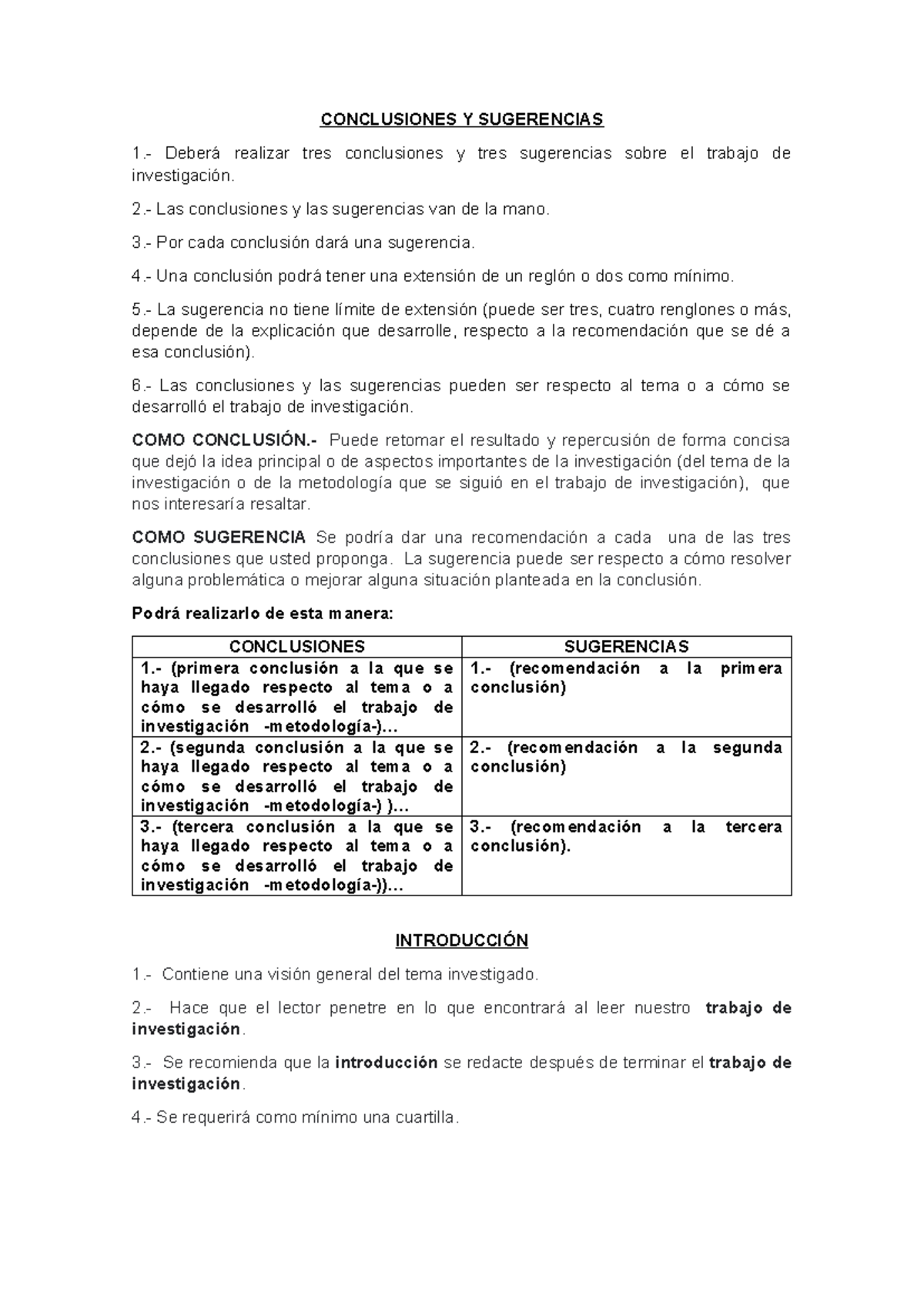 Conclusiones Y Sugerencias; E Introducción - CONCLUSIONES Y SUGERENCIAS ...