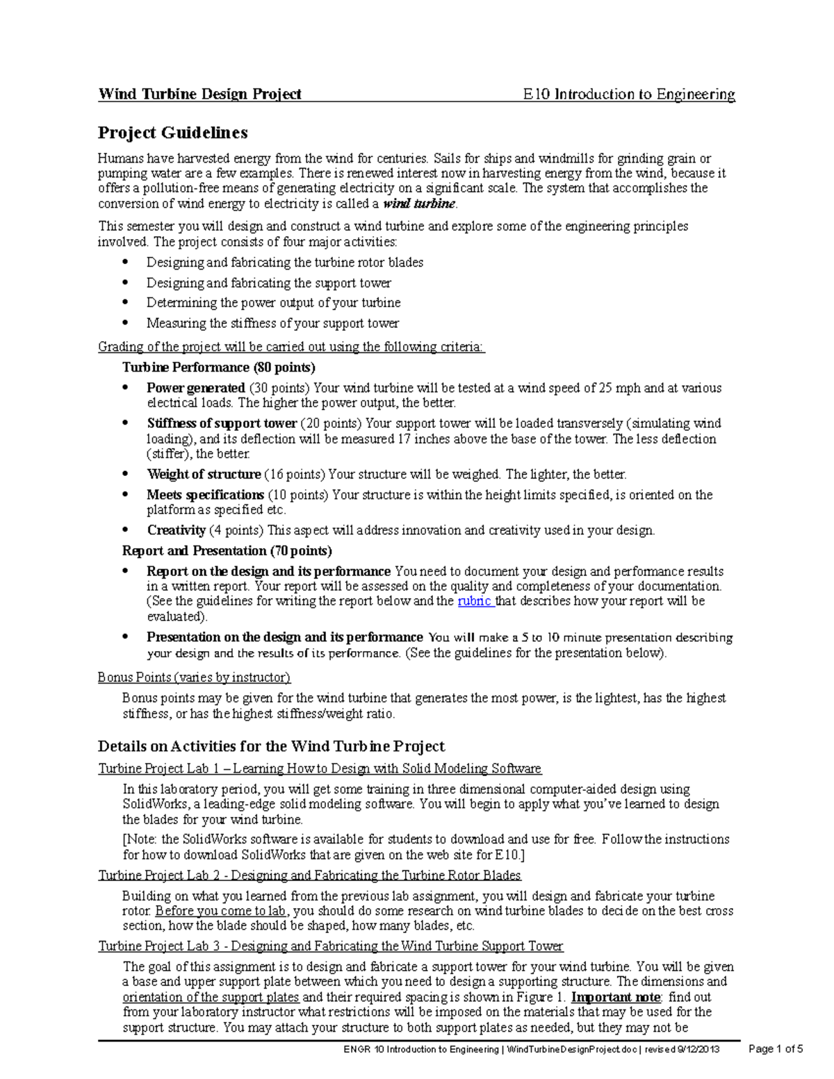 Wind Turbine Design Project 2013 - Sails for ships and windmills for ...