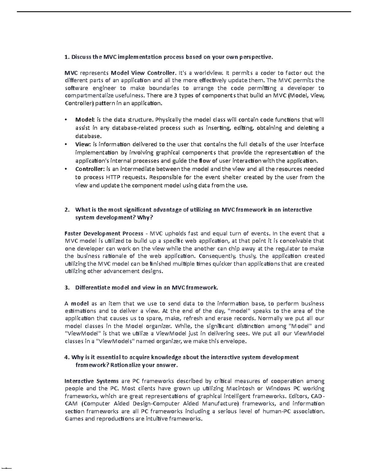 7z1n I73Pn Lp3 - Lecture Notes - Discuss the MVC implementation process ...