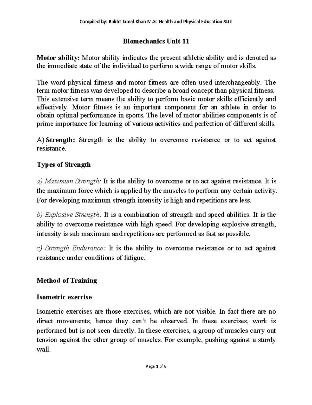Biomechanics Unit 11 - Warning: TT: undefined function: 32 Biomechanics Unit 11 Motor ability ...