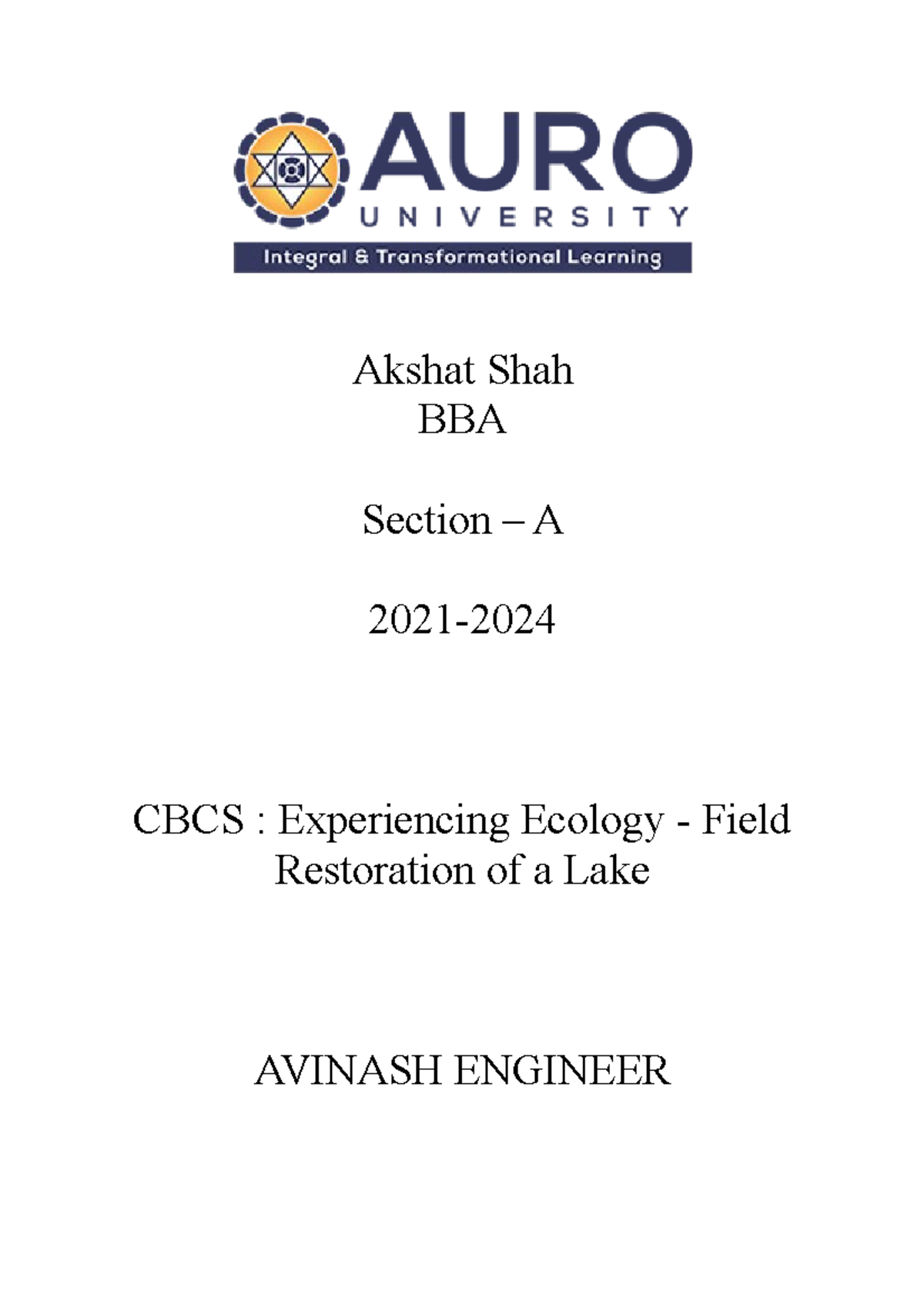 Akshat Shah Cbcs Akshat Shah Bba Section A 2021 Cbcs Experiencing Ecology Field