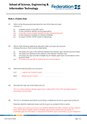 Week 4 Lab Sheet - Introduction to Wireshark - Major goals of this lab sheet: Gain familiarity ...
